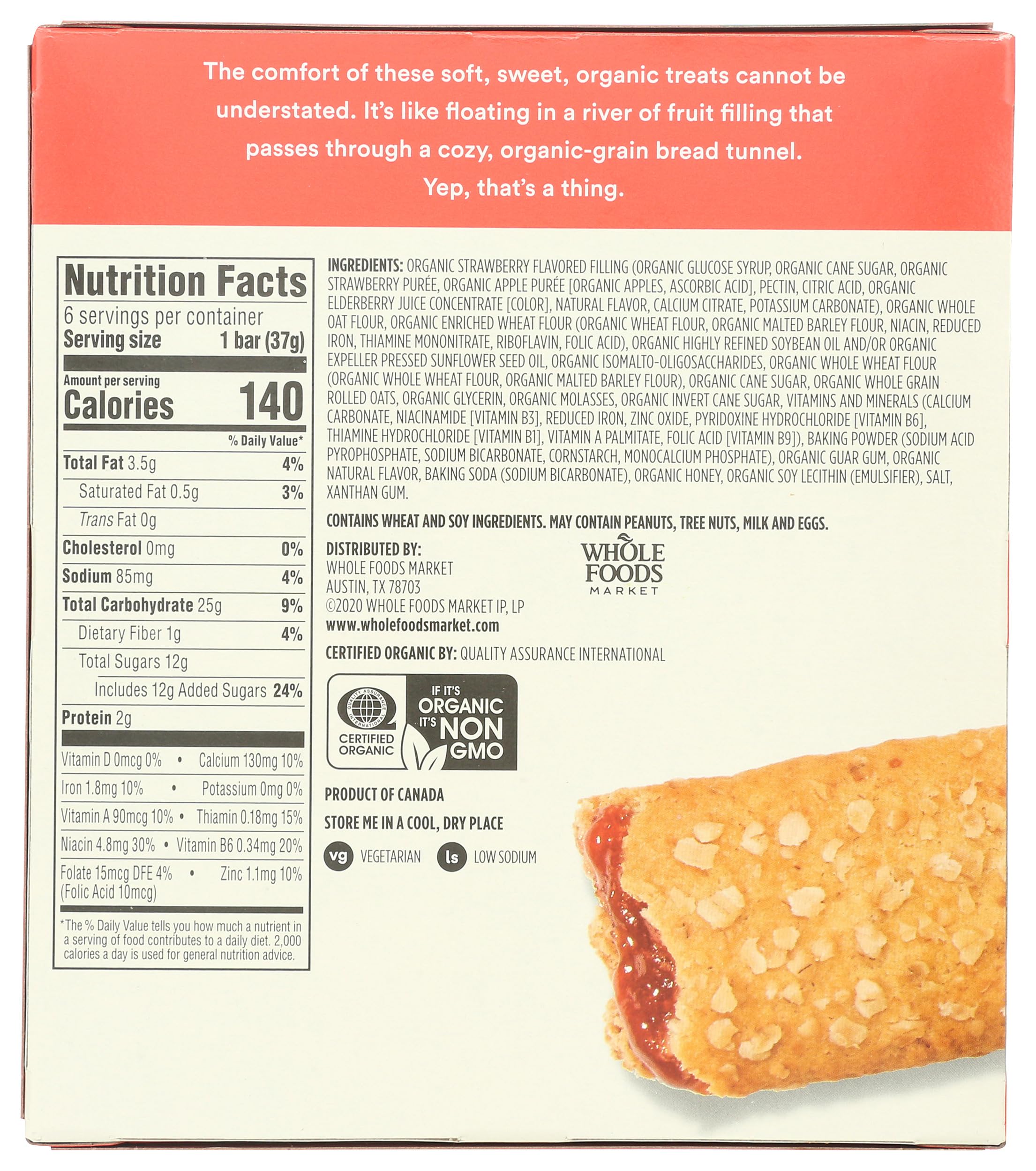 365 by Whole Foods Market, Organic Strawberry Cereal Bar 6 Count, 7.8 Ounce