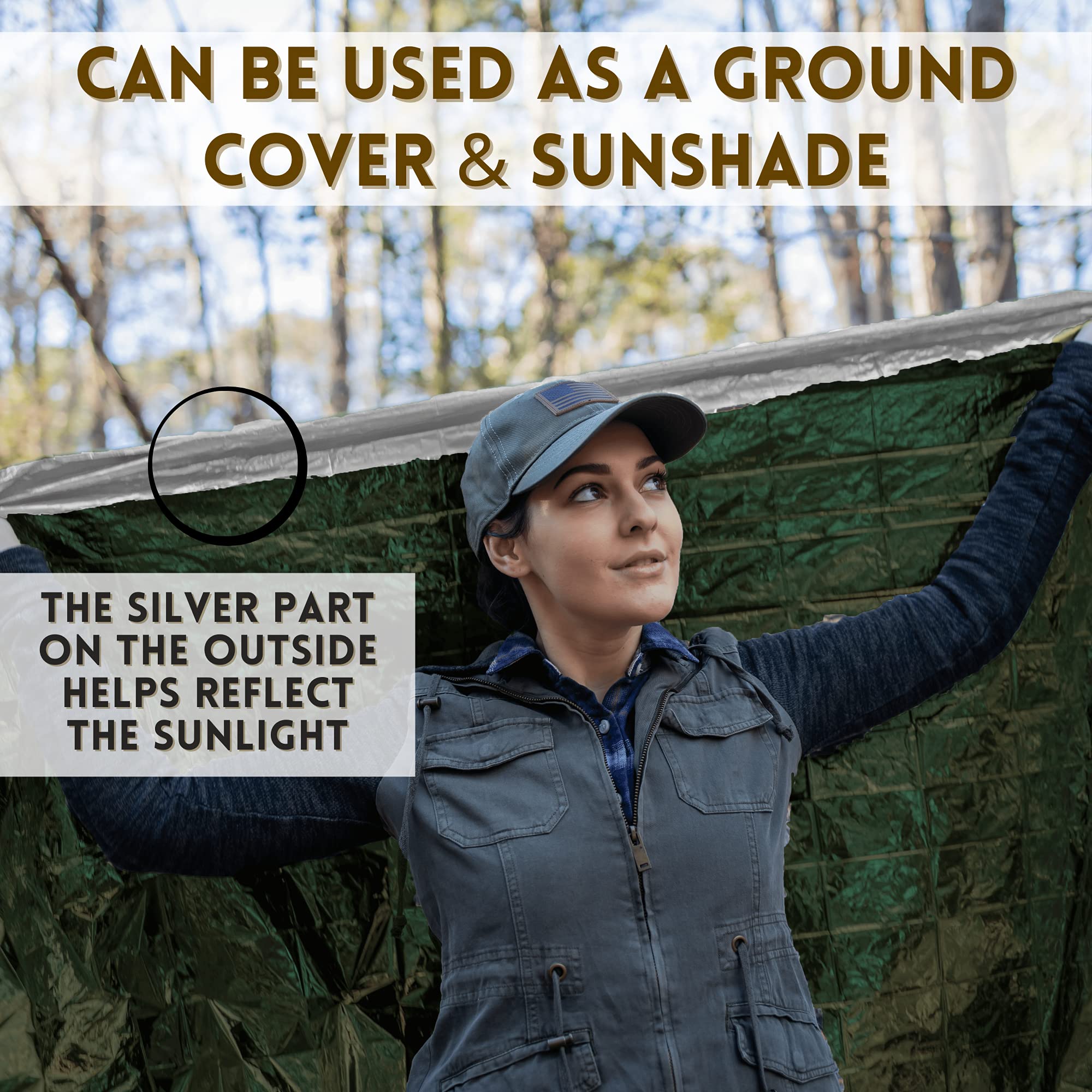 CAMPIZO 4 Pack Emergency Blankets - Thermal Blanket, Space Blanket, Mylar Blanket, Survival Blanket, Foil Blanket, Designed by NASA, Extra Large and Wide for Camping, Hiking, Marathon, (Army Green)