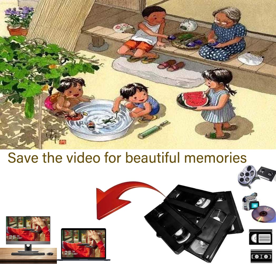 Top-Longer Type C Video Grabber Cassette/Tape Converter/VHS to Digital Converter for VHS to DVD Cassette with Windows 11/10 and Mac OS X Ventura 13.0.1-Updated Version