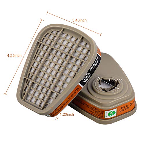 6001 Filter Cartridges for Respirator - Gas Organic Vapor Chemical Cartridge Filter Compatible with 6200,6800,7502,Respirator (6001 Filter Cartridges)