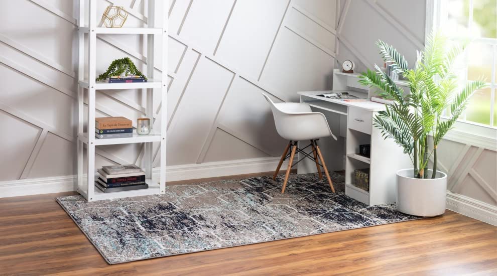 Unique Loom Trellis Frieze Collection Area Rug - Geometric (4' x 6', Blue Multi/ Ivory)