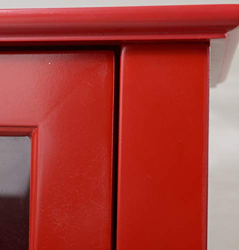 American Furniture Classics OS Home and Office Accent and Display Cabine Glass Door Cabinet, Red Paint