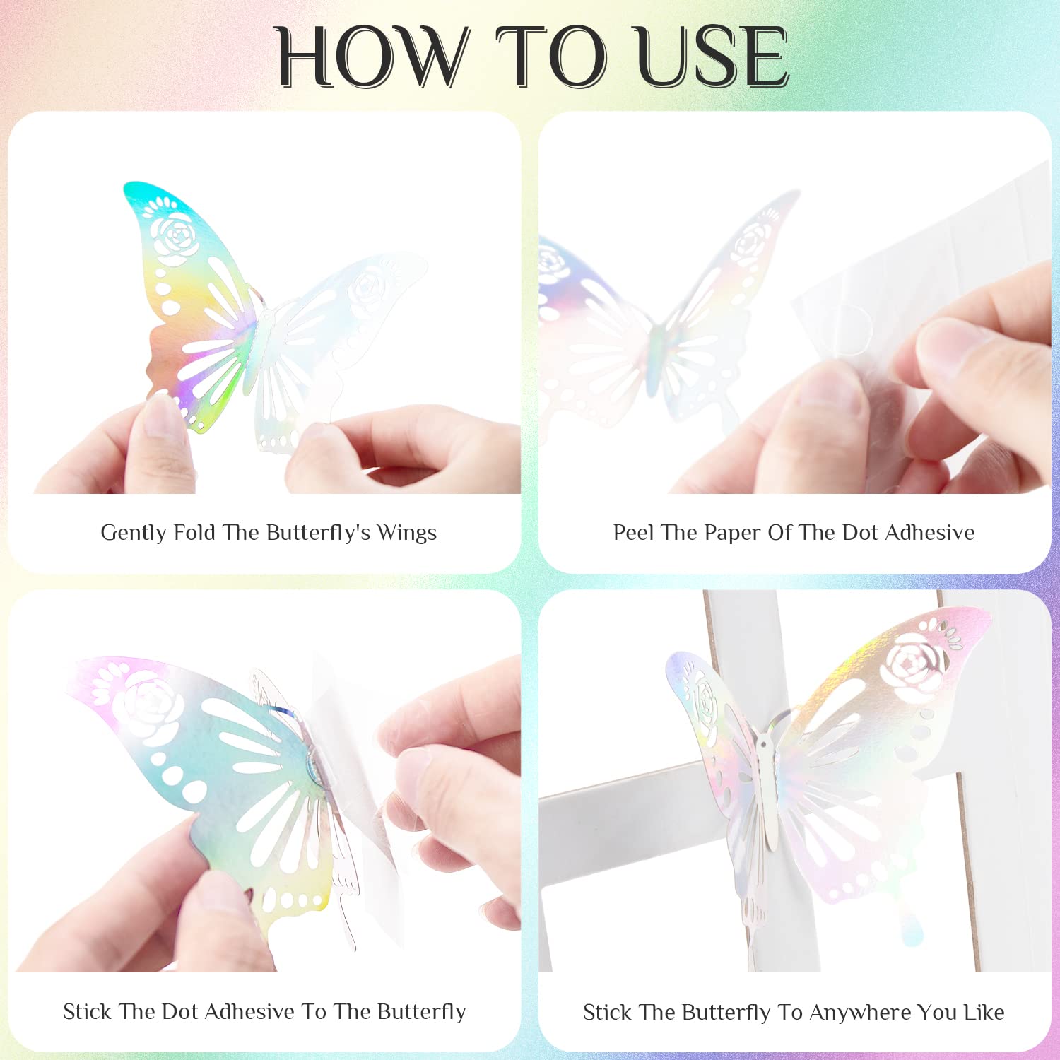 3D Butterfly Decorations, 60Pcs 5 Patterns Party Wall Decor Stickers Mural Decals, Metallic Paper Wall Sticker Cake Decorations Butterflies for Kids Baby Bedroom Room Decor Birthday Wedding DIY Gift (Silver)
