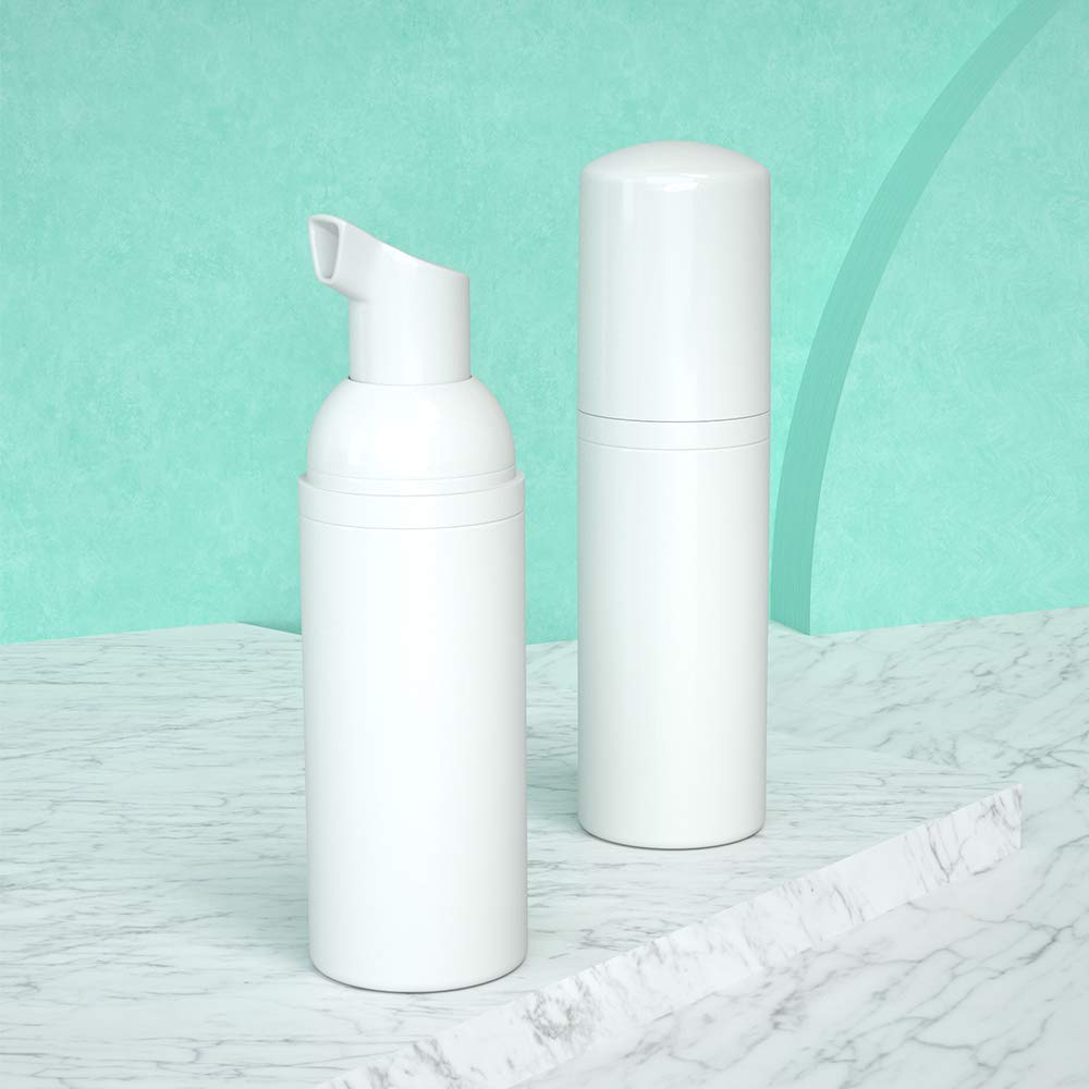 EVERGD 2oz/60ml Plastic Foam Dispenser Bottle | Mini Foaming Pump Dispenser Empty - for Refillable Travel Hand Soap Foaming, Shampoo, Castile & BPA Free (16) White