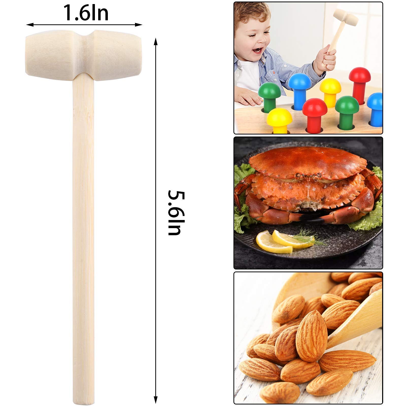 WUWEOT 60 Pack Mini Wooden Hammer Mallet, 5.6" Pounding Toy Educational Tool for Kids Boys Girls, Ideal for Cracking Seafood and Chocolate