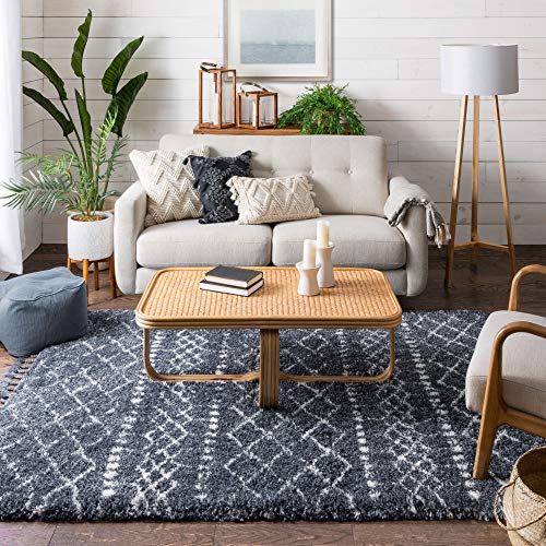 Well Woven Bissi Blue Super Thick & Soft Moroccan Shag Area Rug 5x7 (5'3" x 7'3")