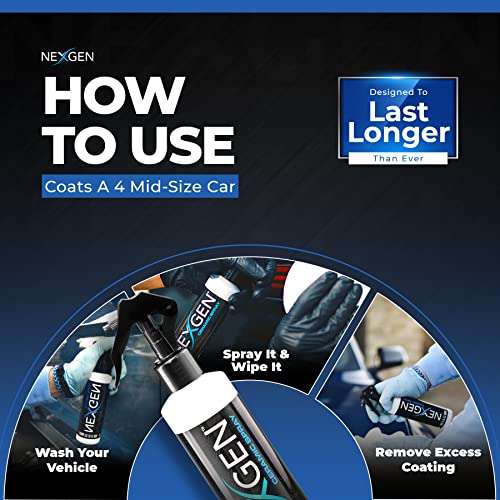 Nexgen Ceramic Spray Silicon Dioxide β Easy to Apply, Ceramic Coating Spray for Cars β Professional-Grade Protective Sealant Polish for Cars, RVs, Motorcycles, Boats, and ATVs β 16oz Bottle