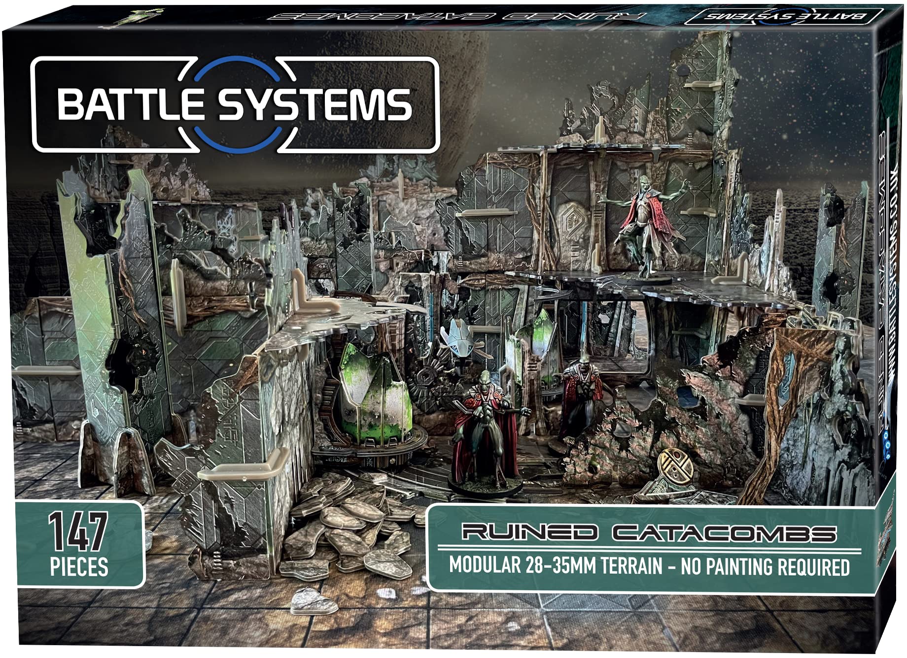 Battle Systems - Modular Tabletop 3D Gaming Sci-Fi Terrain - Perfect for 28mm-35mm Miniatures and Figures - No Painting Required - Science Fiction Aliens 40K Wargame - (Alien Catacombs)