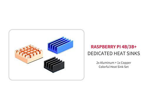 Waveshare Colorful Heat Sink Set Suitable for Raspberry Pi 4B/3B+ 2X Aluminum + 1x Copper with Gum