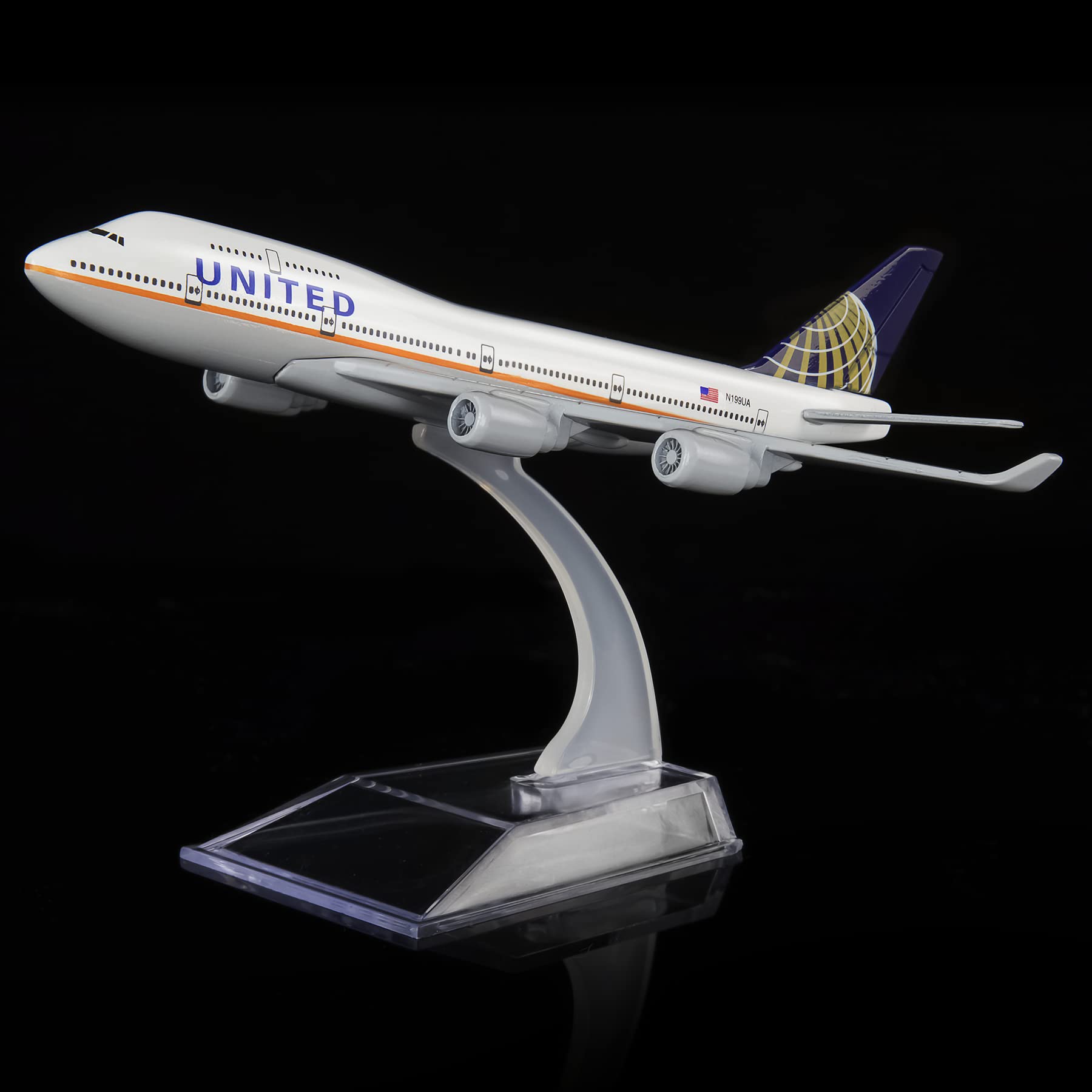 24-Hours Airplane Model United Airlines B747 Plane Model Alloy Metal Aircraft Model Birthday Gift Plane Models Chiristmas Gift 1:400