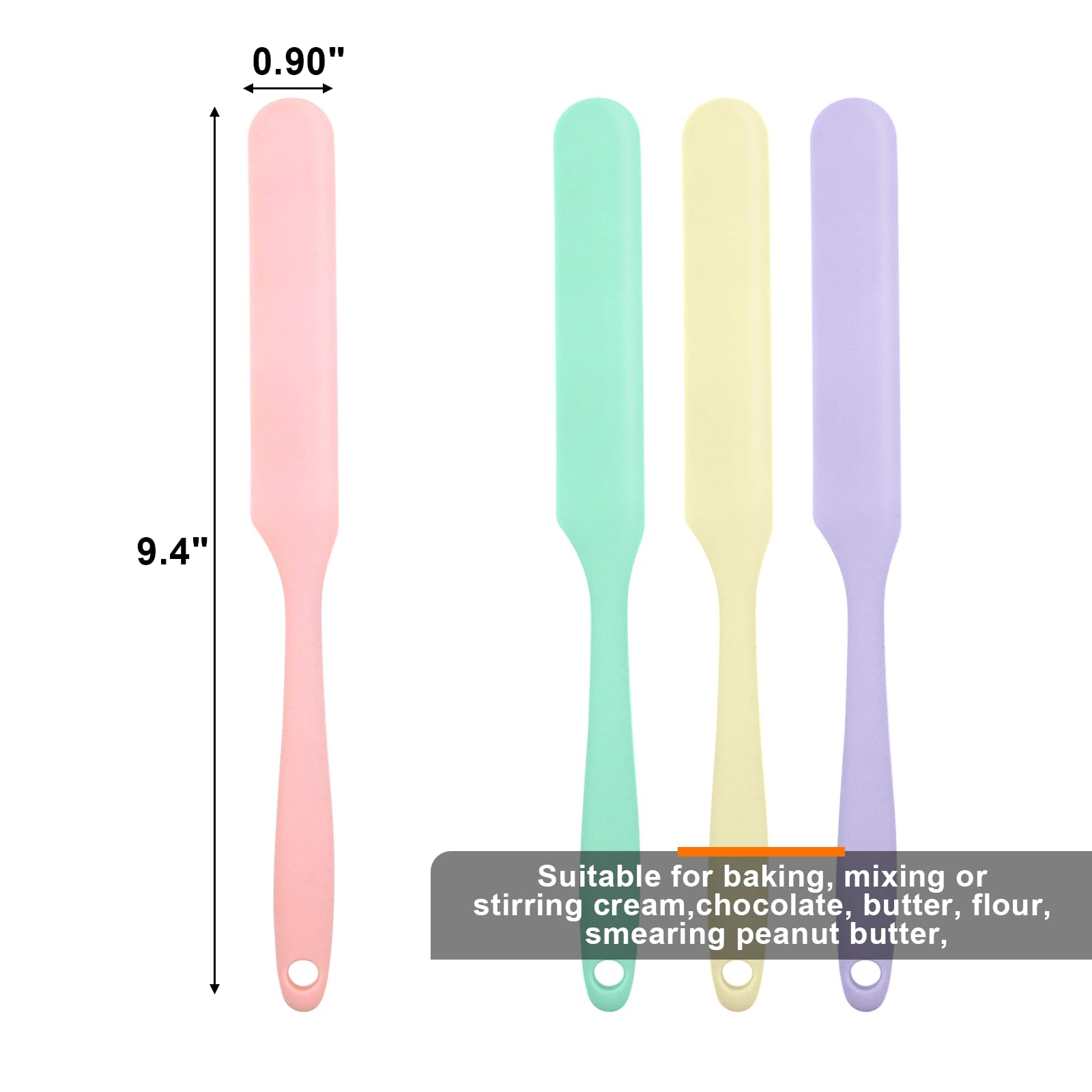 4 Pcs Silicone Jar Spatulas, Non-Stick Heat Resistant Cake Cream Spatulas Set, 9.8 inch Cake Cream Butter Spatulas(4 colors)