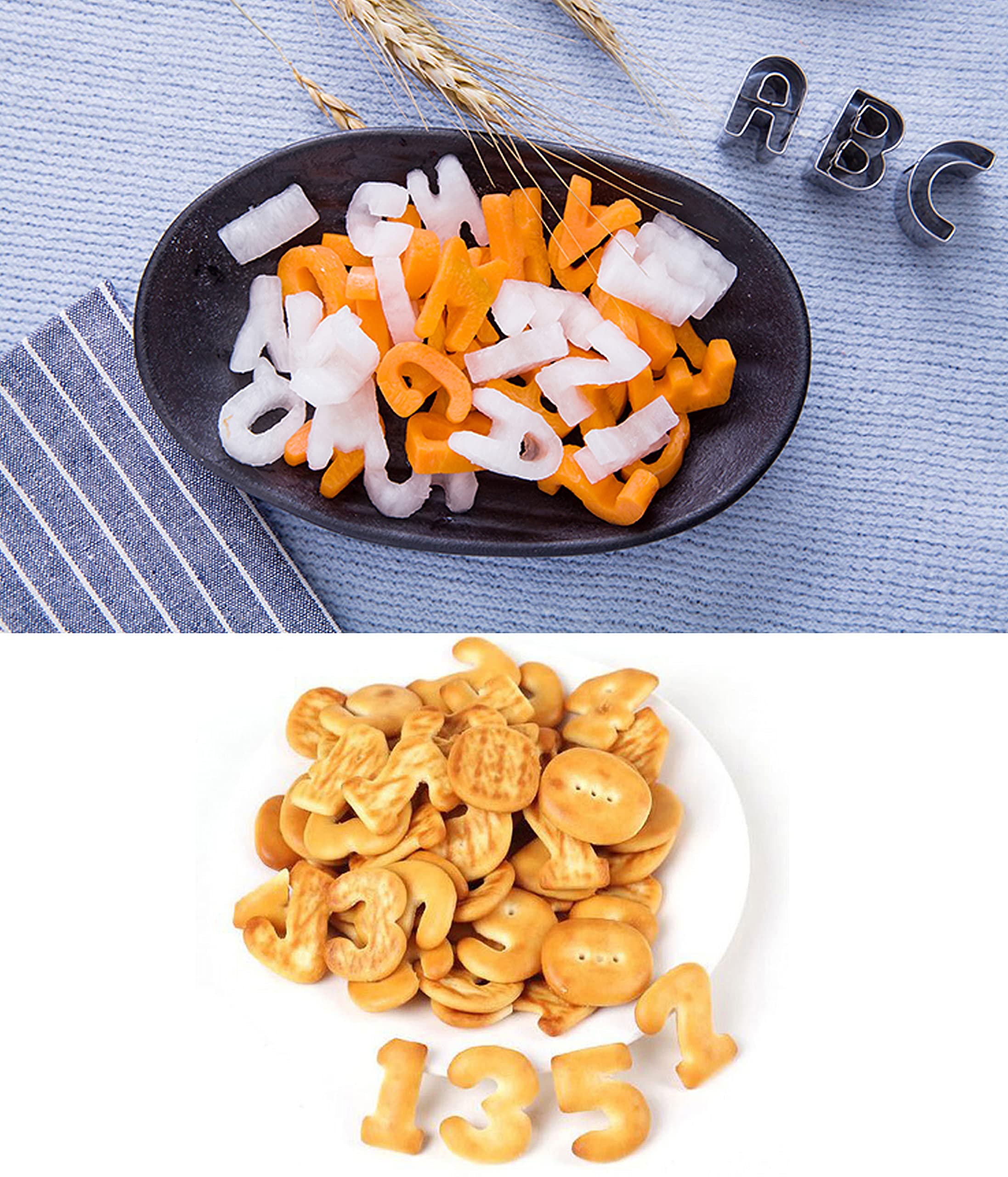 36Pcs letter cookie cutter set, metal alphanumeric baking cookie molds for fruit, baking, donuts, cookie decorating tools