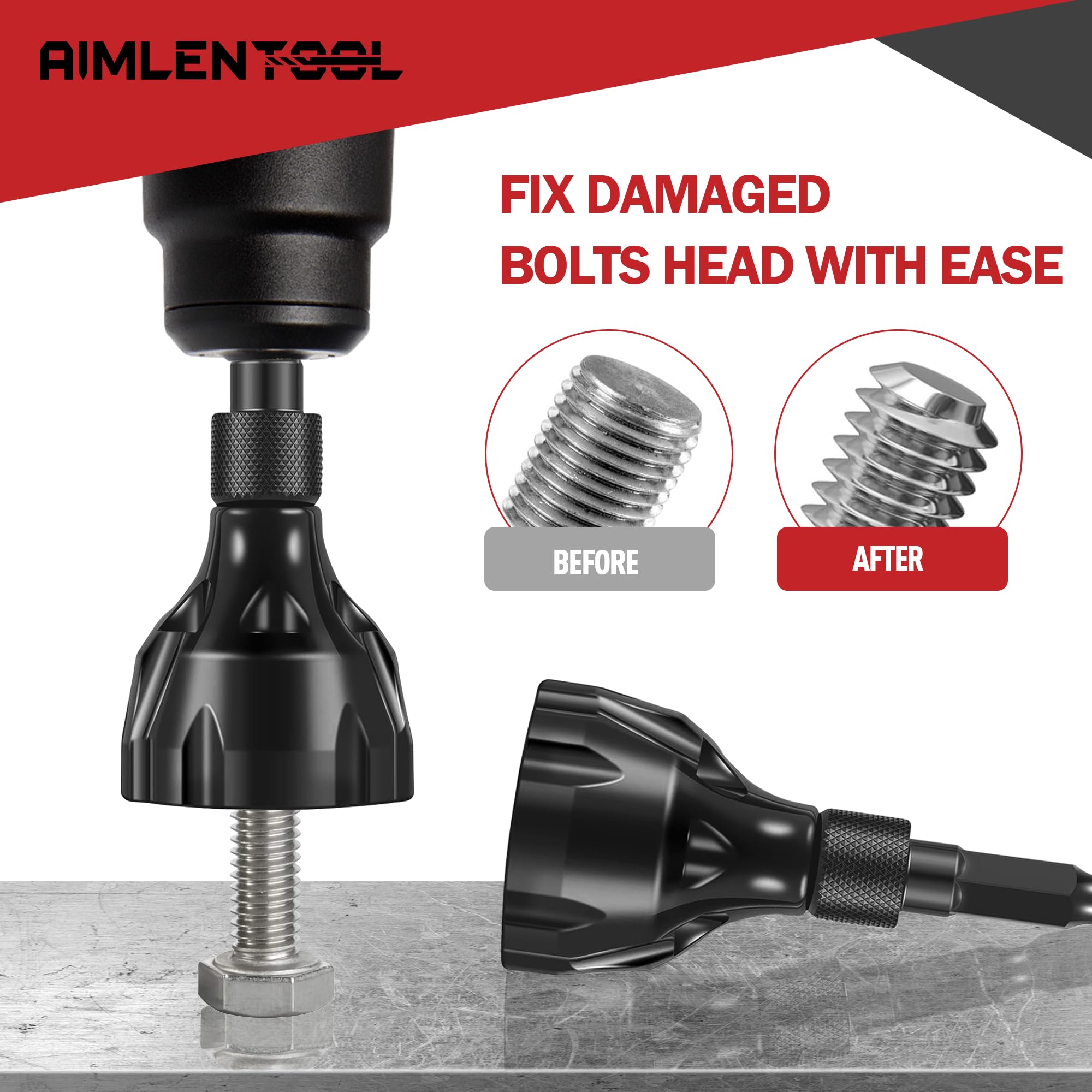 AIMLENTOOL Deburring External Chamfer Tool, YG8 Carbide Blade, Deburring Drill Bit, Remove Burr Tools with Quick Release Shank, Repair Tools for Damaged Bolts Fits for 1/8"- 3/4" (3mm-19mm)