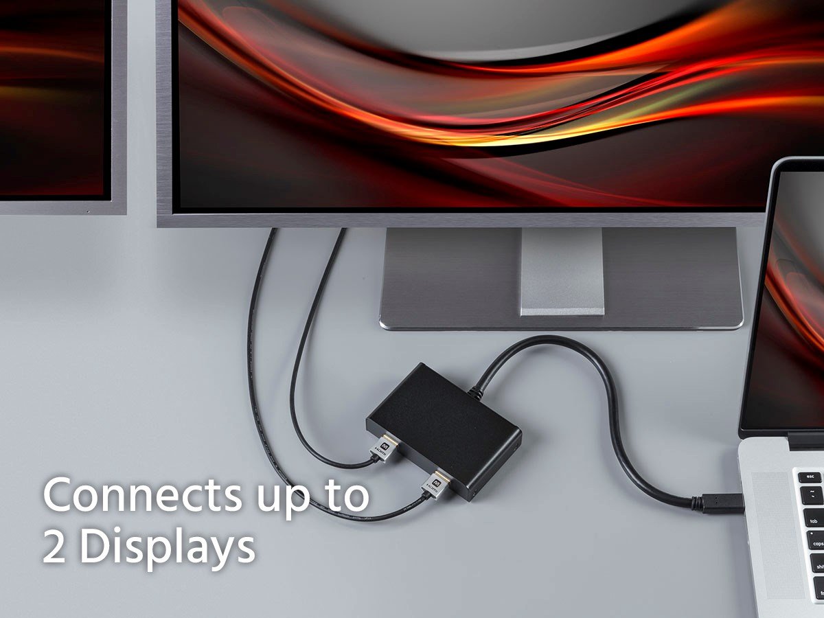 Monoprice 2-Port Mini DisplayPort 1.2 to HDMI Multi-Stream Transport (MST) Hub, Mini DP to HDMI,Black