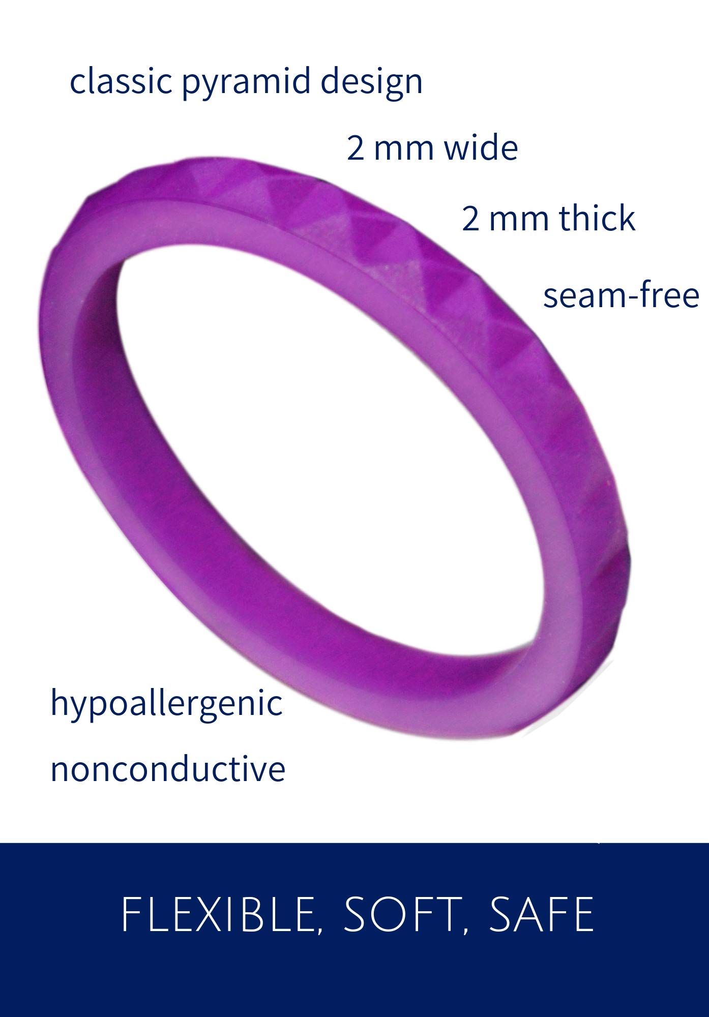 25Twelve Womens Silicone Wedding Ring - Sets of Vibrant Colors Fun to Mix and Match Rubber Wedding Bands for Women, 2 Wild Violet with 1Silver Maple, sz5