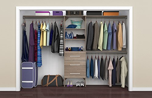 ClosetMaid 1936040 SuiteSymphony Modern 25-Inch Closet Organizer with Shelves and 3-Drawers, Natural Gray