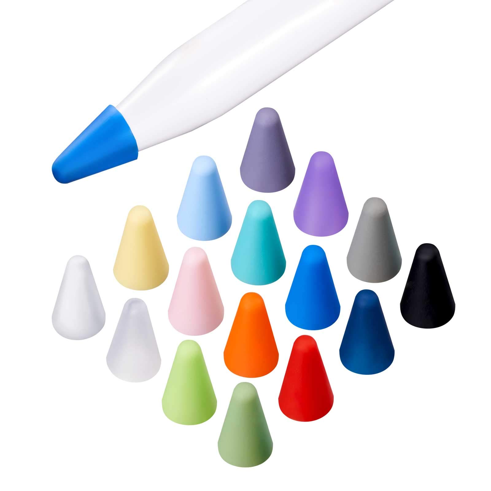 LINGXIU 16 Colors Silicone Nibs Tips Cover Compatible with Apple Pencil 1st and 2nd Generation, Silicone Nibs Caps Slim Lightweight Thin Protective Case Noiseless Drawing Fit iPad Pencil (16 Pack)