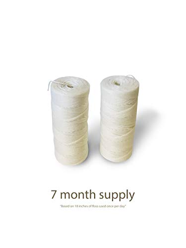 Ohm Earth’s Ohm Floss Refill – Natural Biodegradable Silk Dental Floss for Refillable Bamboo/Steel Holder, Natural Candelilla Wax, 100% Compostable, Eco Oral Care, 110 yds/100m (2-Pack) Natural Mint