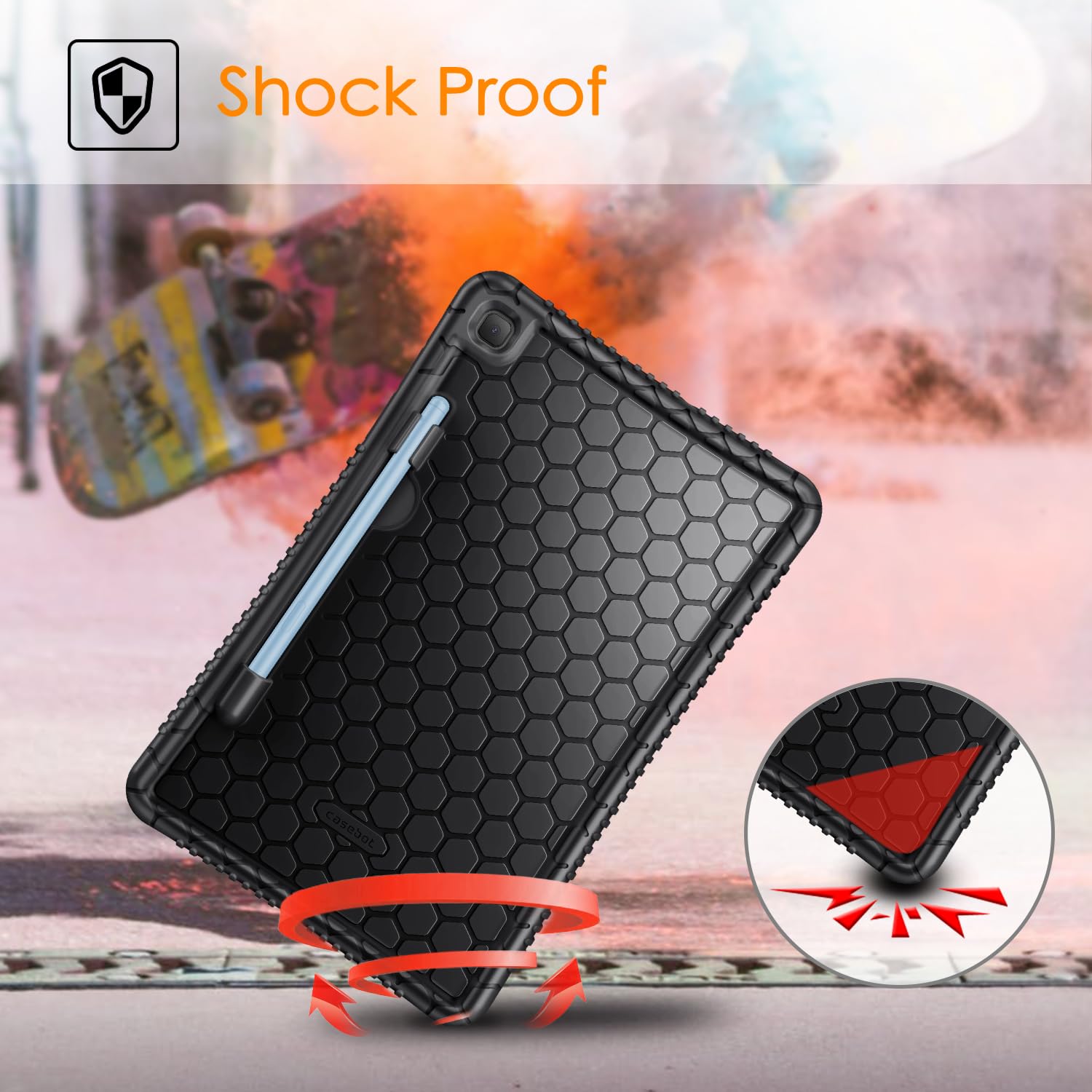 Fintie Silicone Case for Samsung Galaxy Tab S6 Lite 10.4 Inch 2024/2022/2020, Honey Comb Series Kids Friendly Light Weight Shock Proof Protective Cover, Black