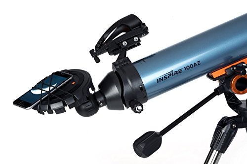 Celestron Inspire 100AZ Refractor Smartphone Adapter Built-In Refracting Telescope, Blue (22403)