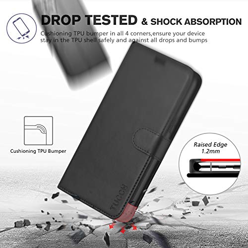 TUCCH Wallet Case Compatible with iPhone 12 Pro Max 5G 6.7", PU Leather Card Slot Kickstand [Protective TPU Interior Case], RFID Blocking Magnetic Flip Cover for iPhone 12 Pro Max 6.7", Black