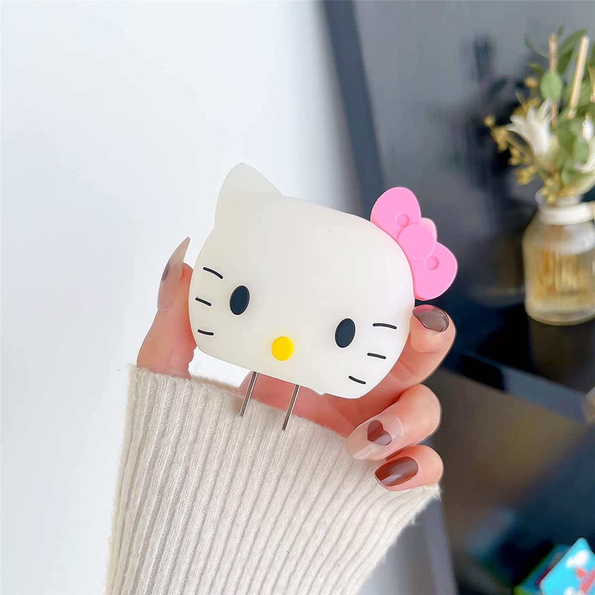 3D Protective Case for iPhone 20W USB-C Power Adapter Charger USB Lightning Cable, Cute Cartoon Series Soft Silicone Fast Lightning Chargers Cable Protective Cover for iPhone Charger (White Cat)