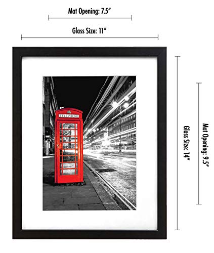 AmericanflatAmericanflat 11x22 Newspaper Frame In Black & 11x14 Black Picture Frame - Displays 8x10 With Mat or 11x14 Without Mat - Composite Wood with Shatter Resistant Glass