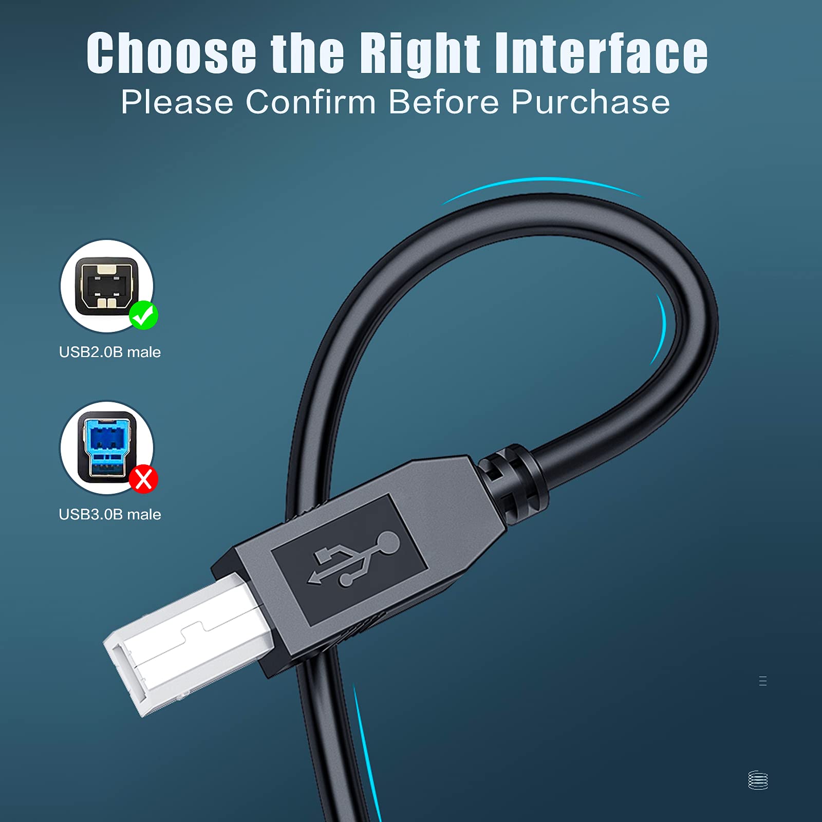 Inovat Replacement 10FT USB 2.0 A Male to B Male Cable Cord Data Transfer Host Cable Cord for Yamaha DGX-230 76-Key Digital Piano Keyboard