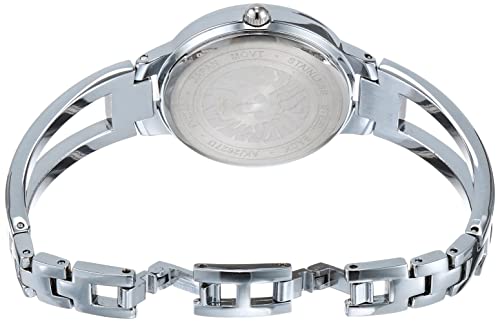 Anne Klein Women's Japanese Quartz Dress Watch with Metal Strap, Silver, 14 (Model: AK/2627BKSV)