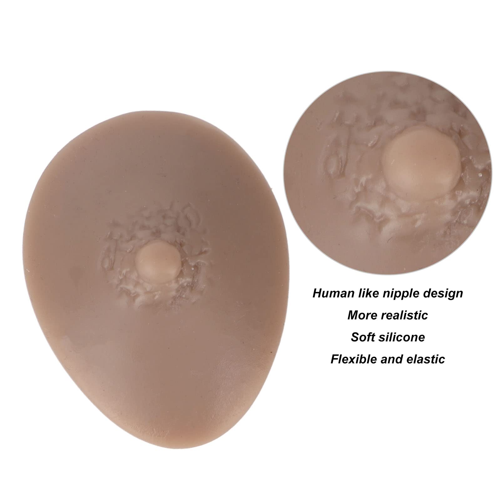 3D Nipple Model, Single Soft Silicone Elastic Simulation Reusable Model with Holder, Simulation Soft Flexible Nipple Display Props for Body Piercing Practice and Jewelry Display (Light Skin Colour)