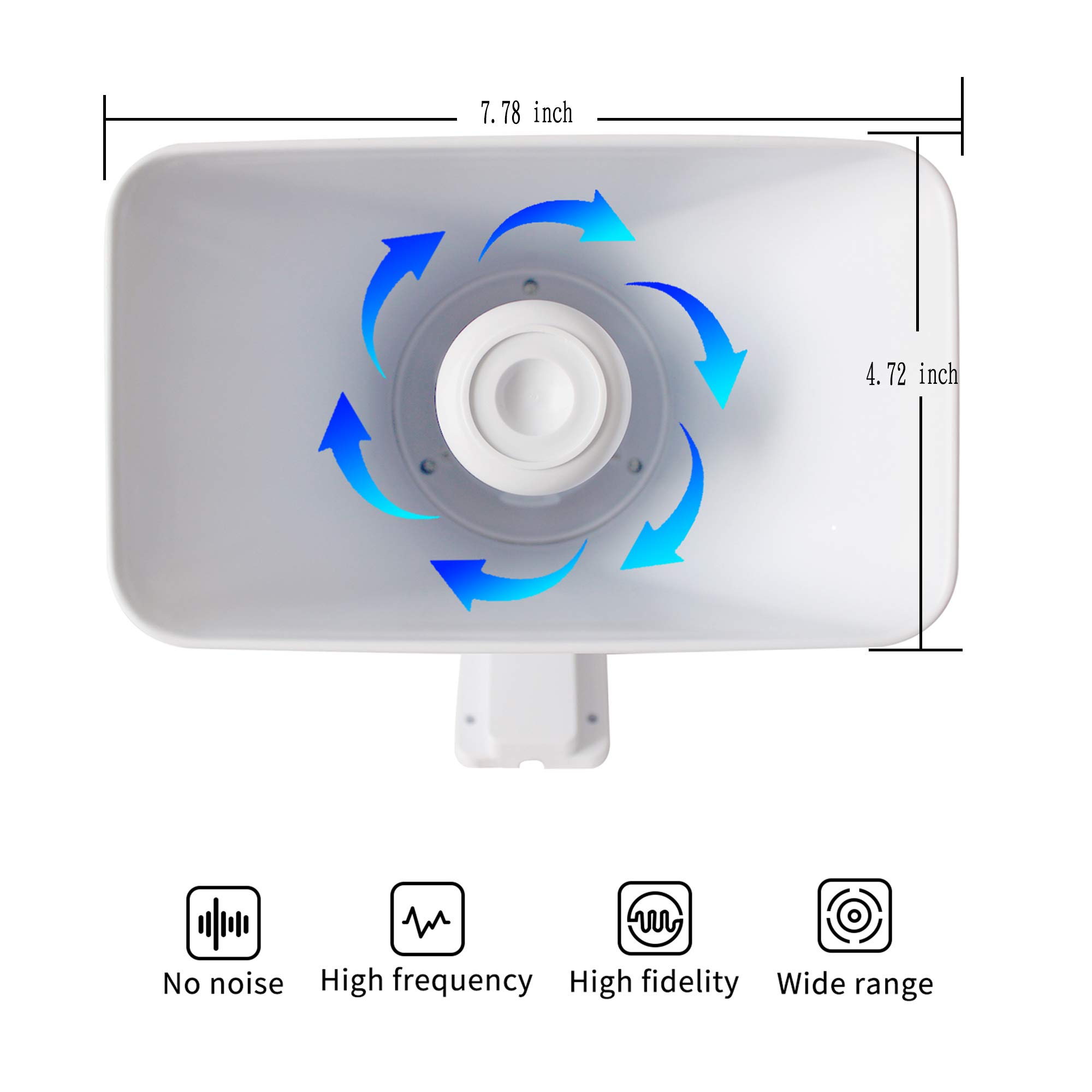 KLLsmDesign 30W Alarm Siren ,Dual Tone Outdoor Self Contained Electric Security Ring Siren with Bracket,6-12V DC 1.1Ah 130db 8 X 5.5 X 9 Inch for Car Home Doorbell Security Protection System,White