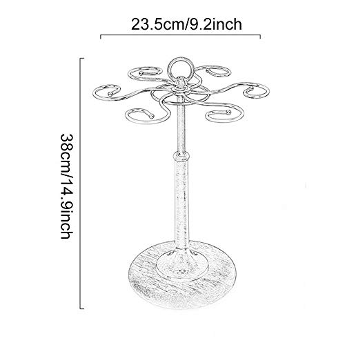 NJZYB Vintage Style Wine Glass Stemware Racks, Elegant Stemware Holder Stand with 6 Hooks, Artistic Tabletop Display, for Home, Bar Storage, Home, Restaurant,Red Copper