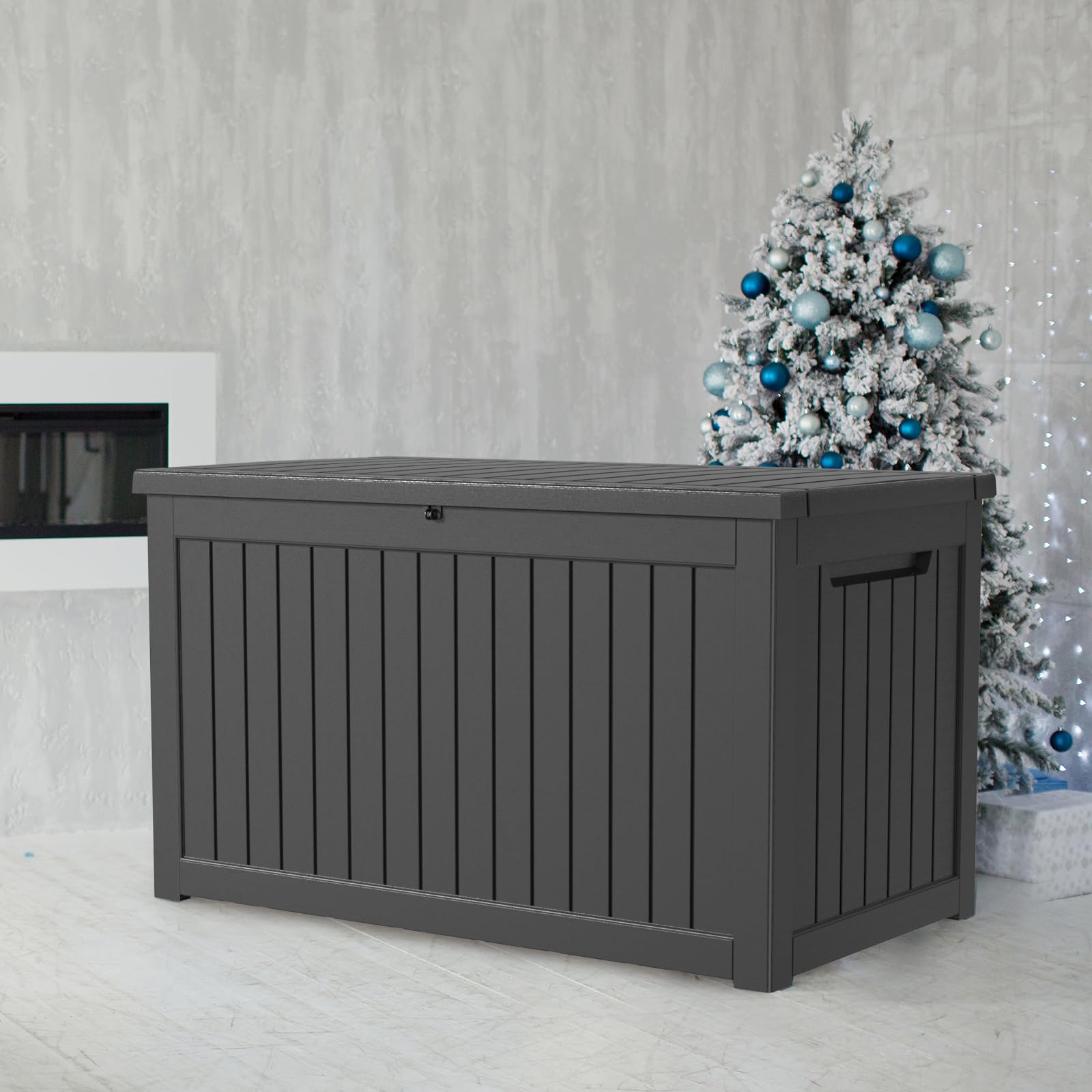 ROJIK Outdoor Storage Housing Deck Box-Waterproof Patio Furniture,Garden Tools,Cushions,Pool Accessories Storage Waterproof Resin Box with Capacity (230 Gal & Black)