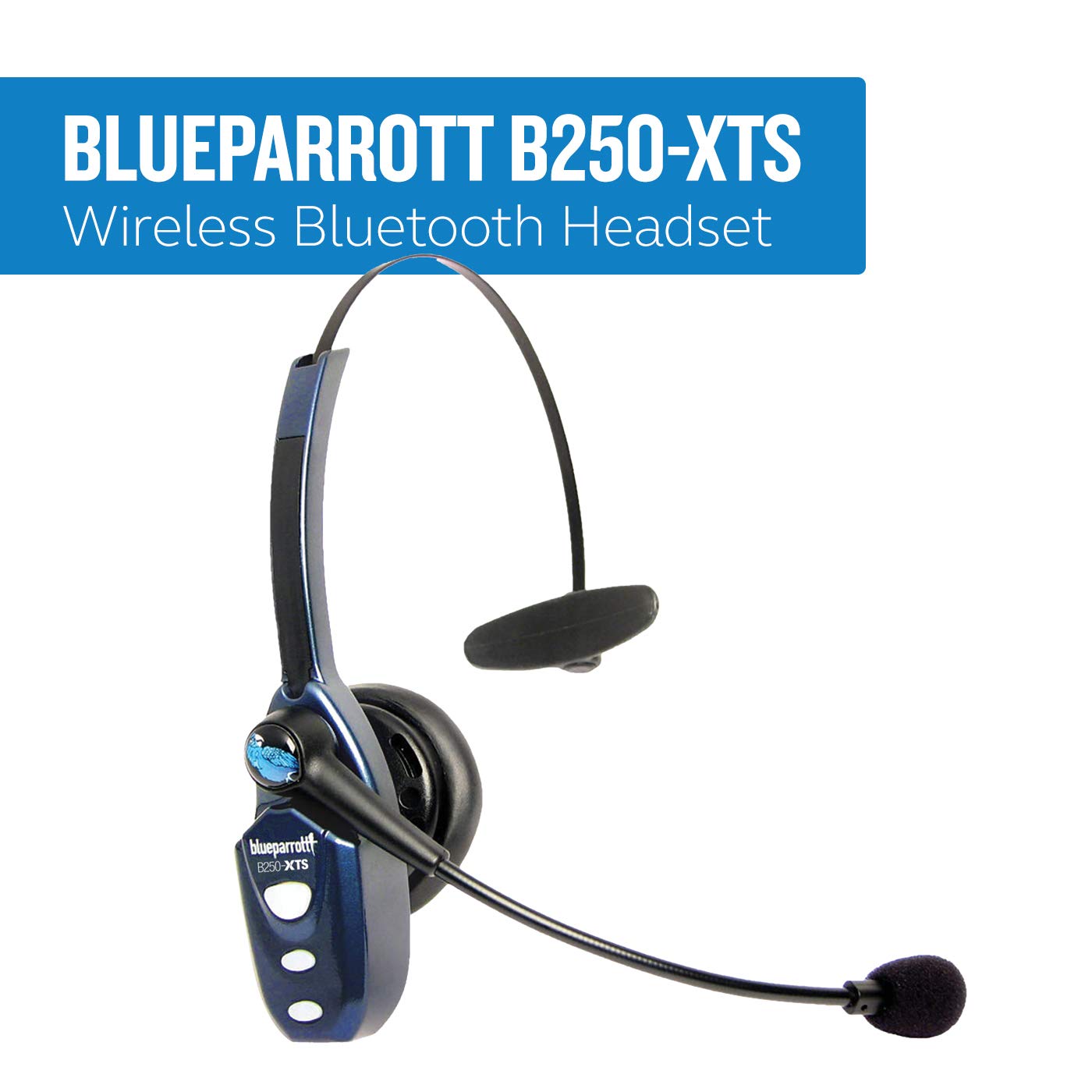 BlueParrott B250-XTS Bluetooth Headset with USB-A Charging, Noise Cancelling Headset, Long Battery Life, Easily Connect to Multiple Devices at Once
