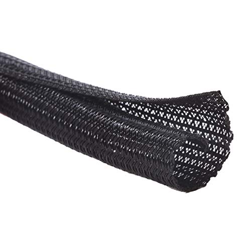 Alex Tech 25ft - 1/2 inch Cord Protector Wire Loom Tubing Cable Sleeve Split Sleeving for USB Audio Video Power Cord – Protect Cat from Chewing - Black