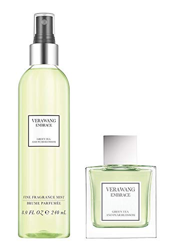 Vera Wang Embrace Green Tea + Pear Blossom Body Mist + Eau de Parfum Gift Set, Notes of Earthiness, Peony, and Sandalwood, Women's Fragrance, Long Lasting, Everyday Fragrance