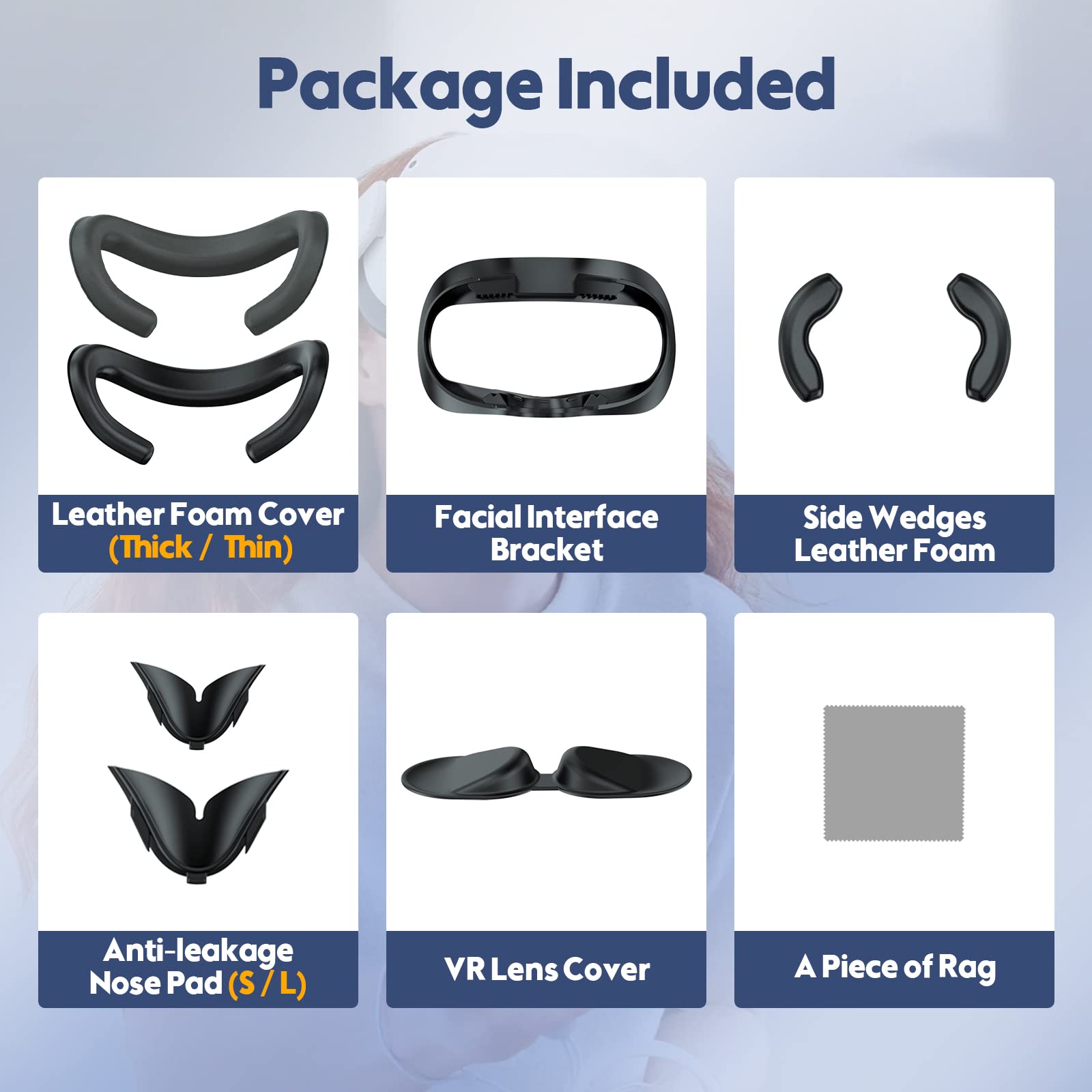 GHHKUD VR Facial Interface Bracket & Resilient Face Cover Mesh Foam Pad Replacement for Oculus Quest 2, Anti-Leakage Nose Pad, Lens Cover Removable Accessories for Oculus/Meta Quest 2 9-in-1 Sets