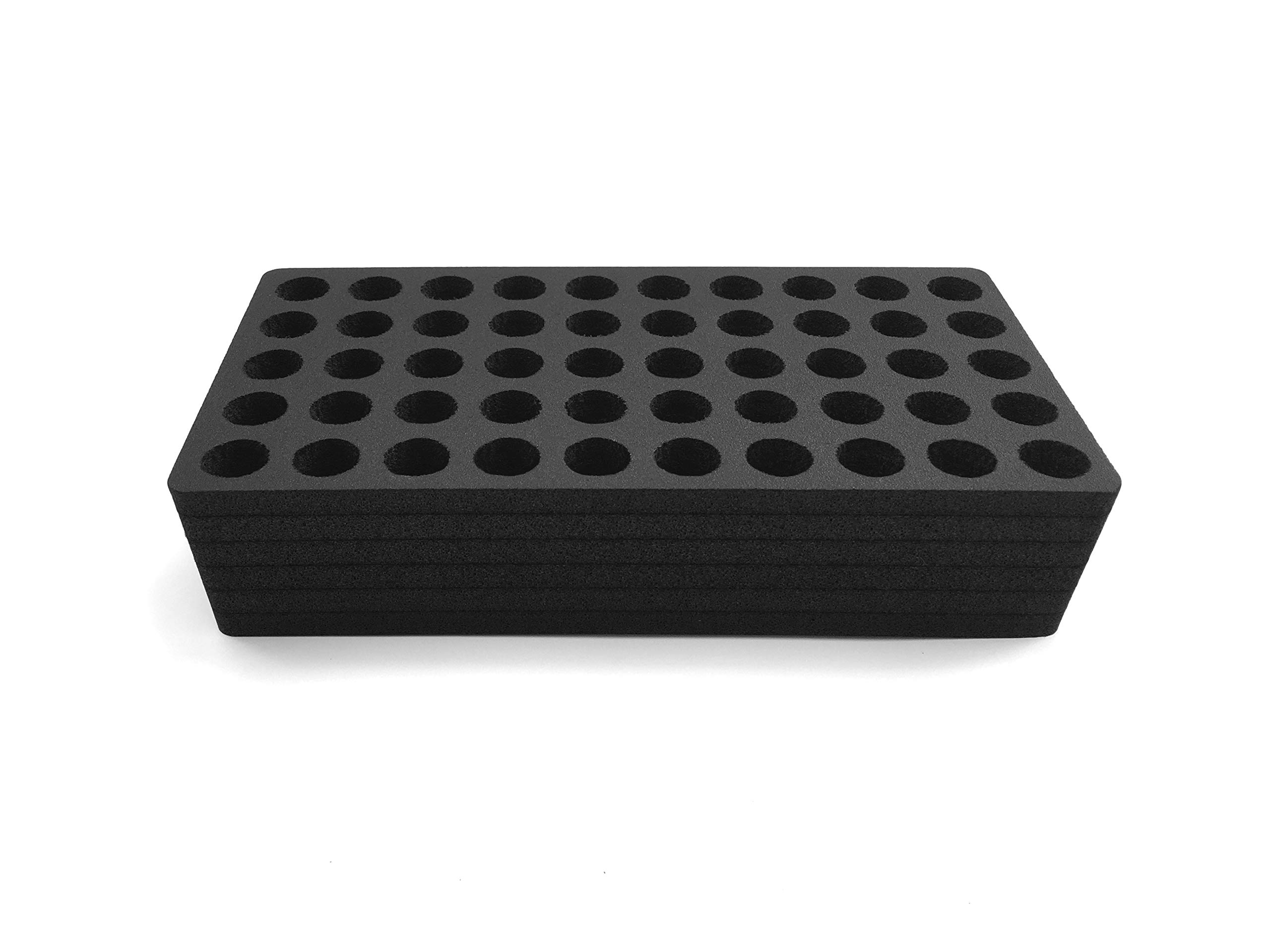 Polar Whale Test Tube Organizer Black Foam Storage Rack Stand Transport Holds 50 Tubes Fits up to 17mm Diameter Tubes