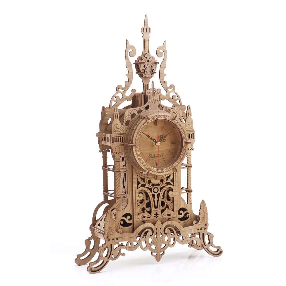 nicknack 3D Wooden Puzzle for Adults, Model Building Puzzle - Tower Clock, Light