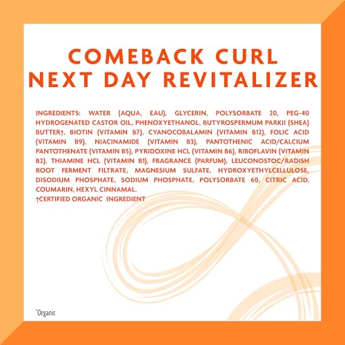 Cantu Comeback Curl Next Day Curl Revitalizer Mist with Shea Butter for Natural Hair, 12 fl oz (Packaging May Vary)