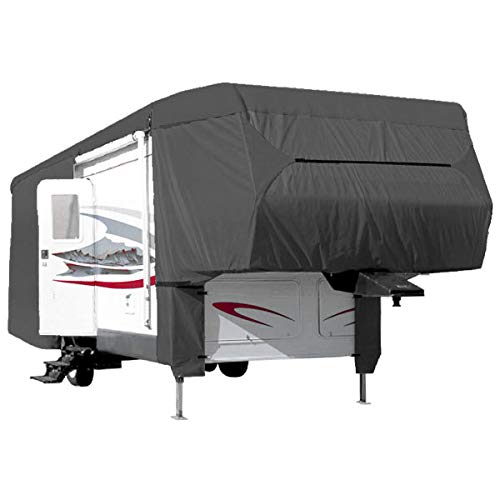 North East Harbor Waterproof Durable Tear-Resistant 5th Wheel Toy Hauler RV Motorhome Cover Fits Length 26'-29' Feet New Fifth Wheel Travel Trailer Camper Zippered Panels 500D Polyester Fabric