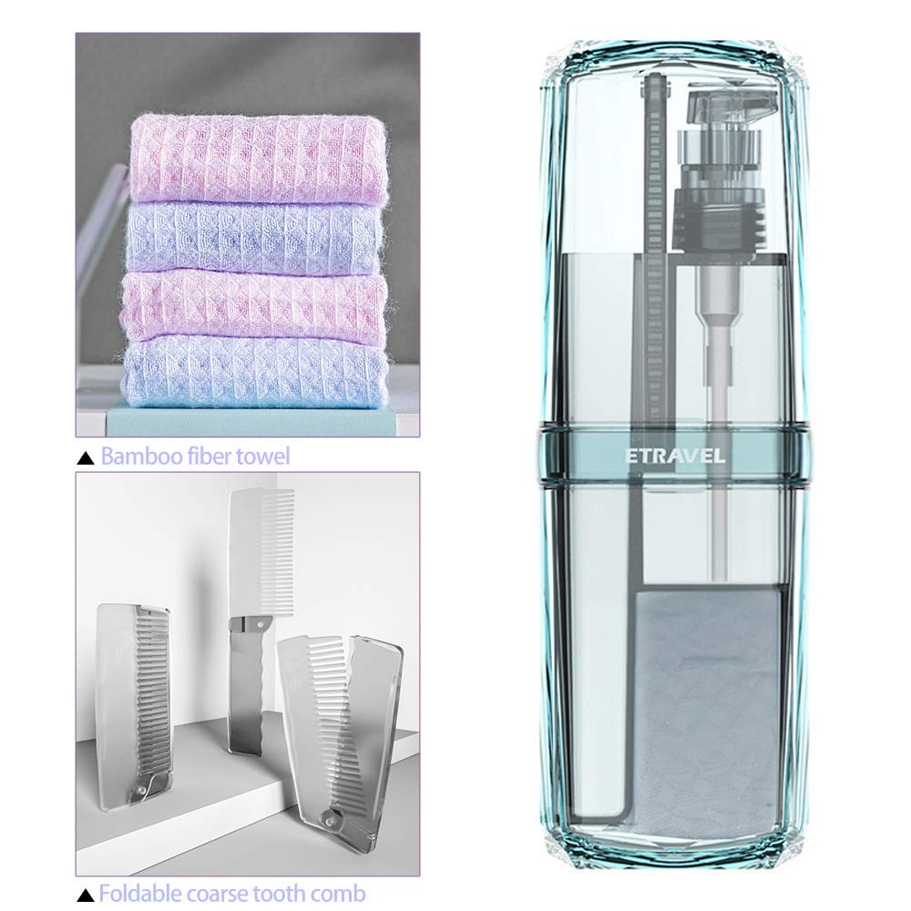 Portable Toothbrush Cup 8 in 1 Wash Set Storage Case, Toothbrush & Toothpaste Shower Gel Shampoo Comb Travel Kits Toiletry Sub (Blue)