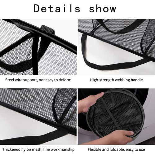 3 Compartment Foldable Pop-up Laundry Hamper, Reinforced Handle Large Sortable Mesh Laundry Basket, Suitable for Laundry Room Dormitory Children's Room Travel Storage