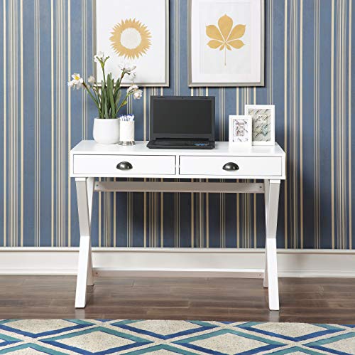 OSP Home Furnishings Washburn Chic Campaign Writing Desk, White