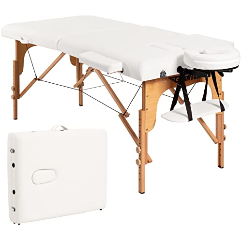 84" L Portable Massage Table Adjustable Spa Bed Tattoo w/Carry Case White