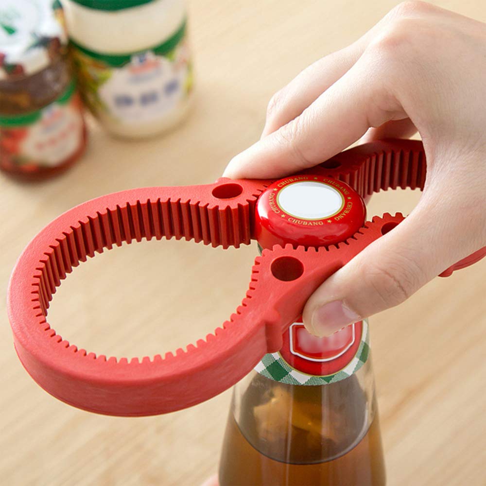3 in 1 Silicone Multi-function Jar Opener Bottle Opener Anti-slip Bottle Lid Opener Kitchen Twist Tool Opener for Various of Kitchen Cans, Bottles Pops for Weak Hands and Seniors with Arthritis - Blue