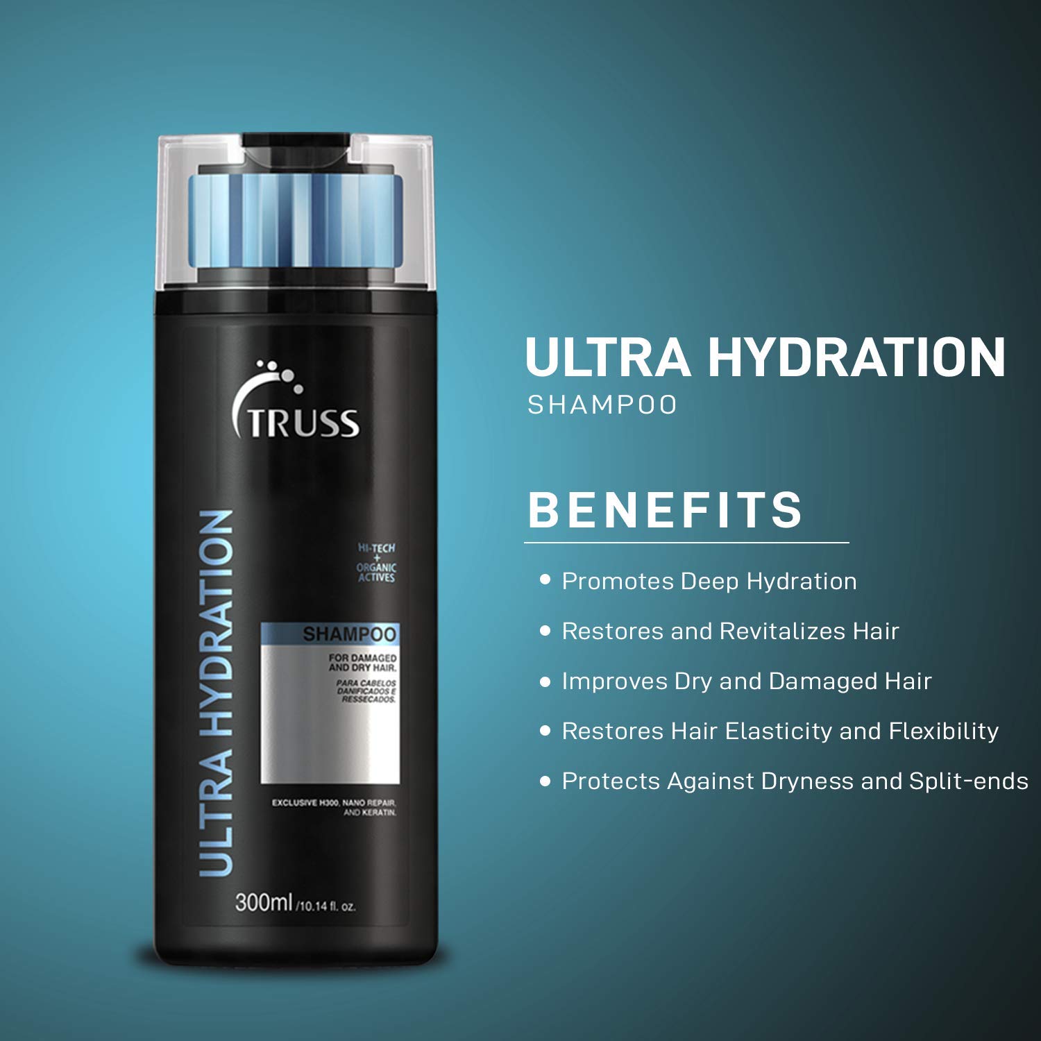 TRUSS Ultra Hydration Shampoo and Conditioner Set Bundle with Miracle Hair Mask for Dry Damaged Hair