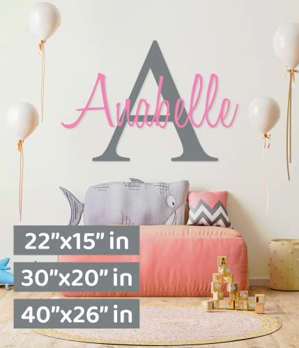 Custom Name & Initial - Premium Series - Baby Boy - Wall Decal Nursery for Home Bedroom Children (M511) (Wide 22" x 15" Height)