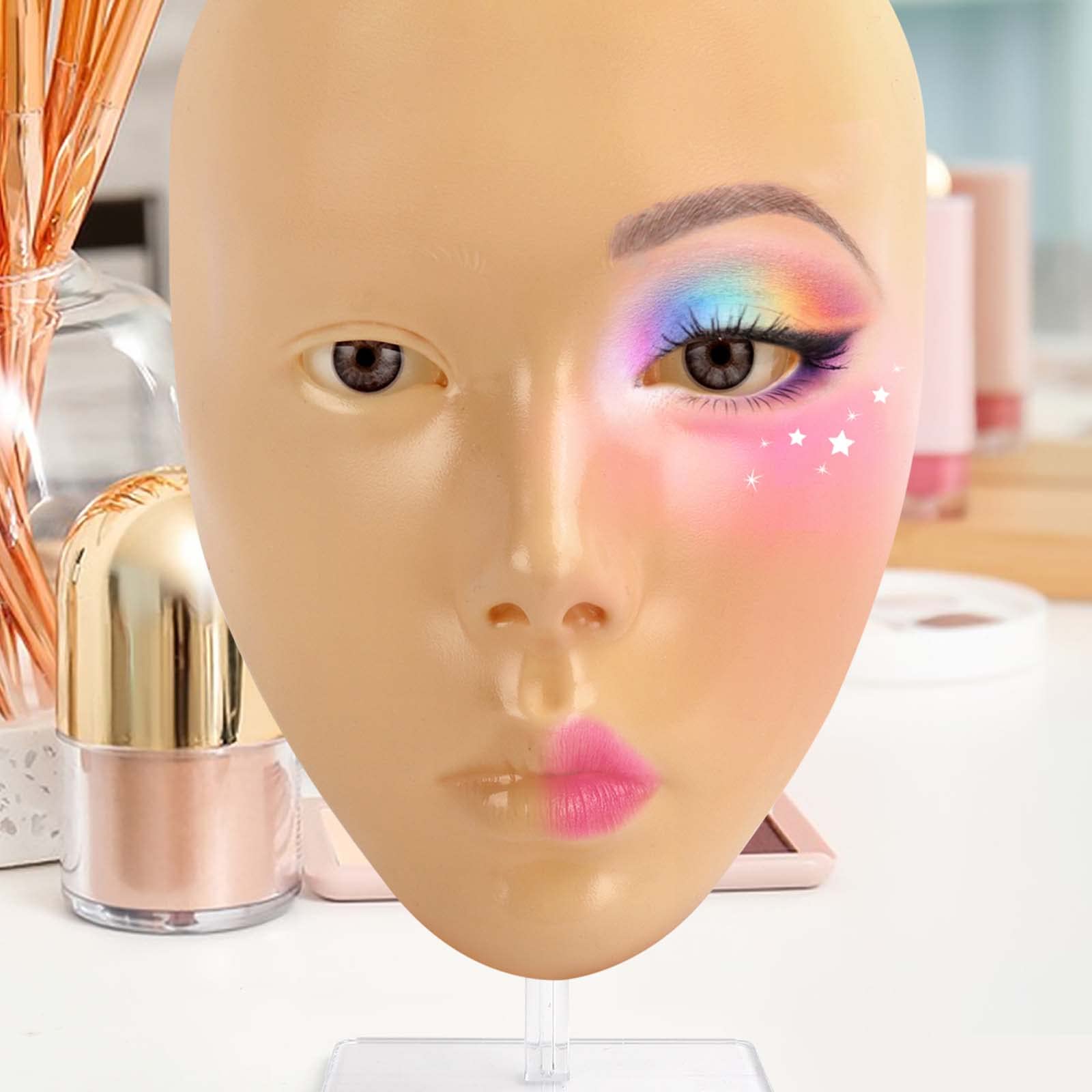 3D Realistic Pad with Cosmetic Brush for Makeup Artist Board Makeup Practice, Makeup Artist's Full Face Practice Eyelash Eye Shadow for Self-taught or Professional Enthusiasts(YELLOW)
