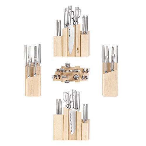 Cangshan TN1 Series 1021967 Swedish 14C28N Steel Forged 14-Piece DENALI Magnetic Knife Block Set, Maple